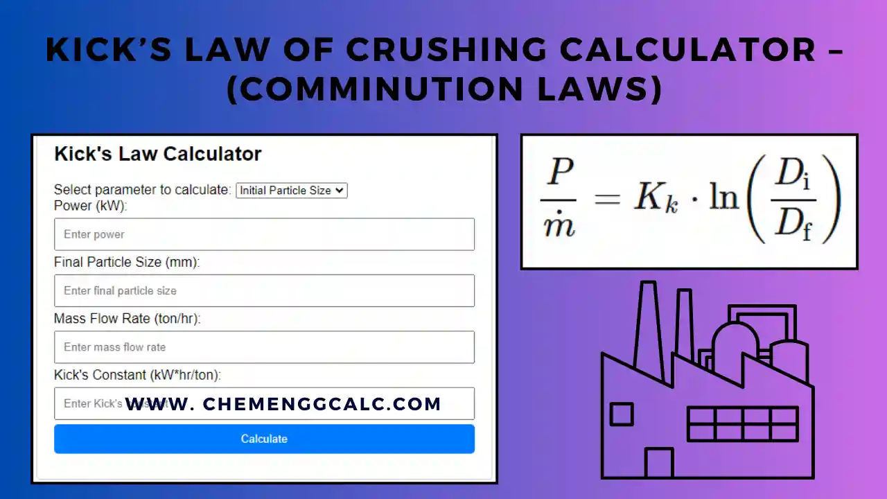 Kick's Law of Crushing Calculator - (Comminution Laws)