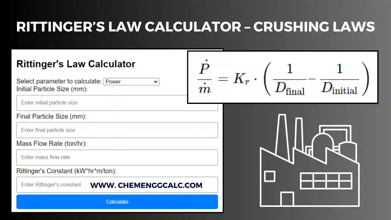 Rittinger's Law Calculator - Crushing Laws (Comminution)